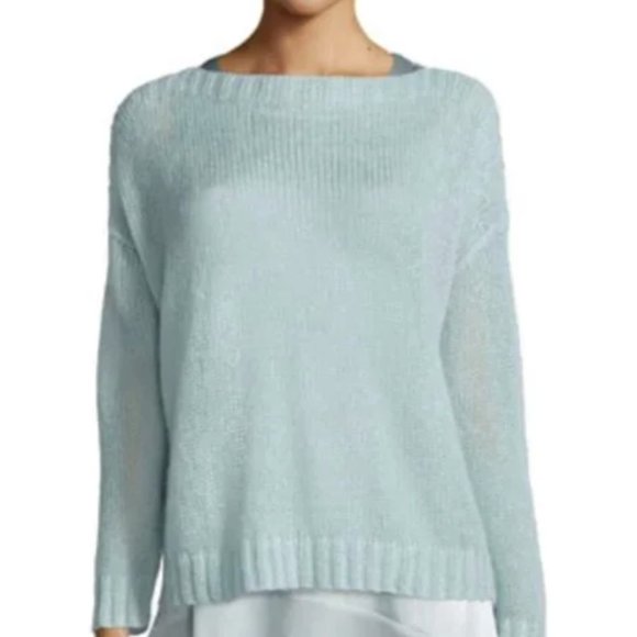 Eileen Fisher | Sweaters | Eileen Fisher Mohair Ice Blue Sweater | Poshmark